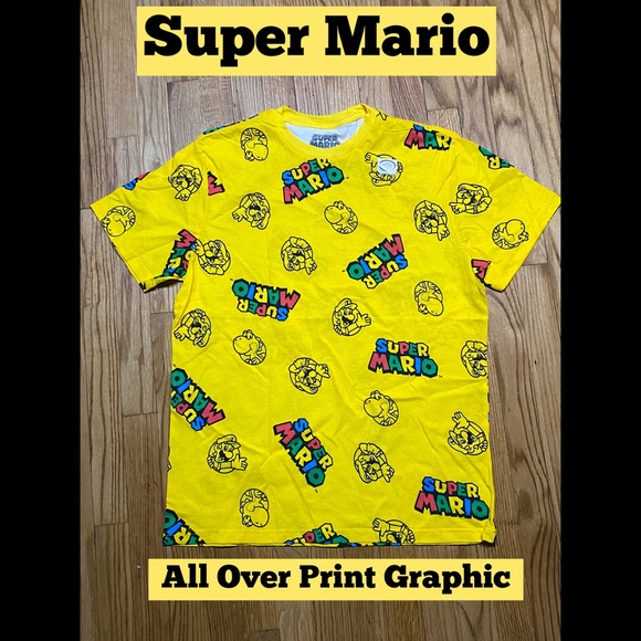 Nintendo | Shirts | Official Nintendo Super Mario All Over Print ...